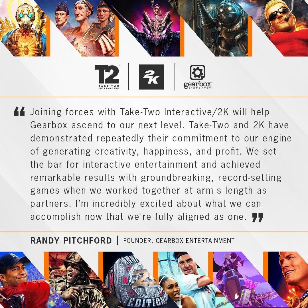 Take-Two Interactive Is Set To Acquire Gearbox Entertainment